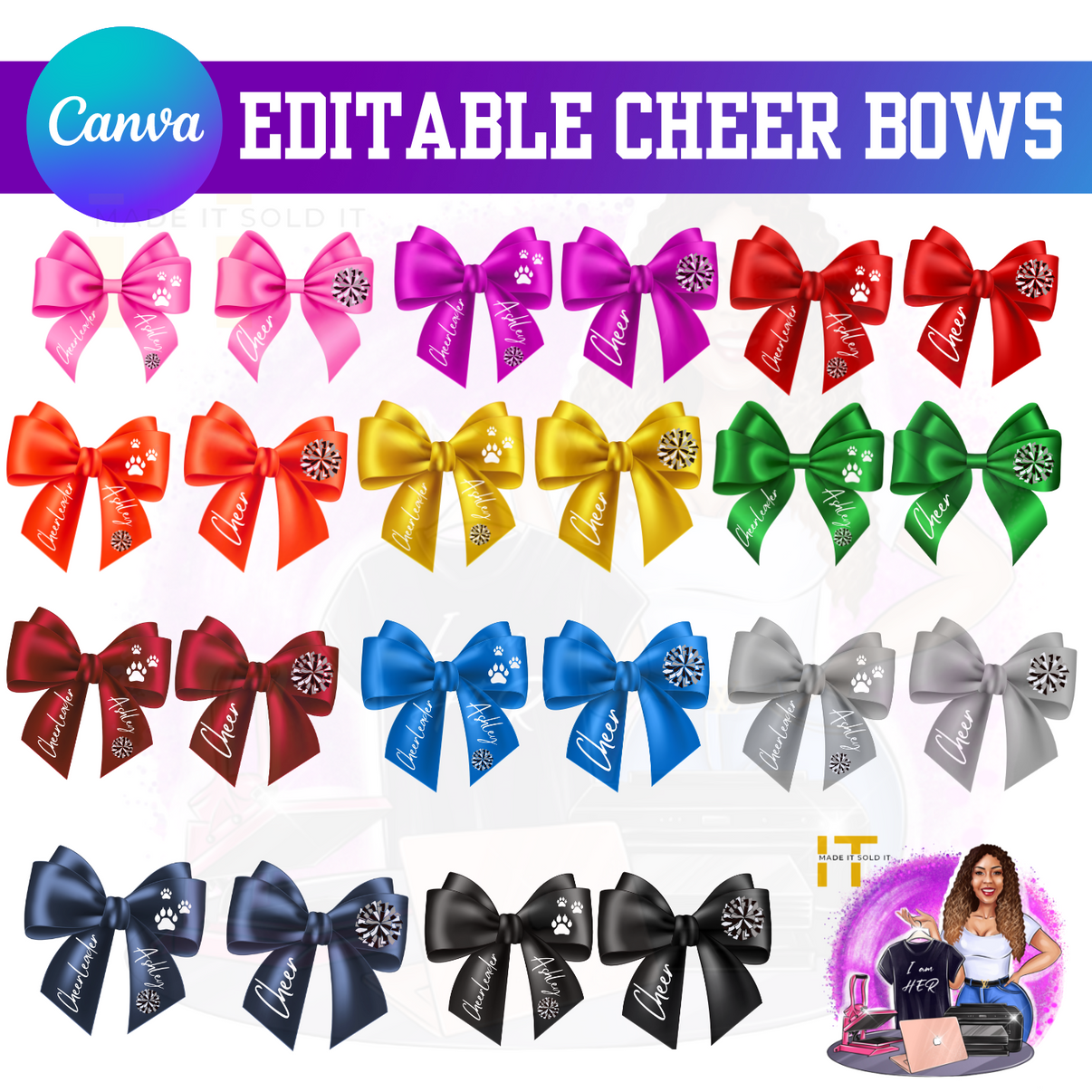 EDITABLE CHEER BOW PNG/SVG – Made It Sold It